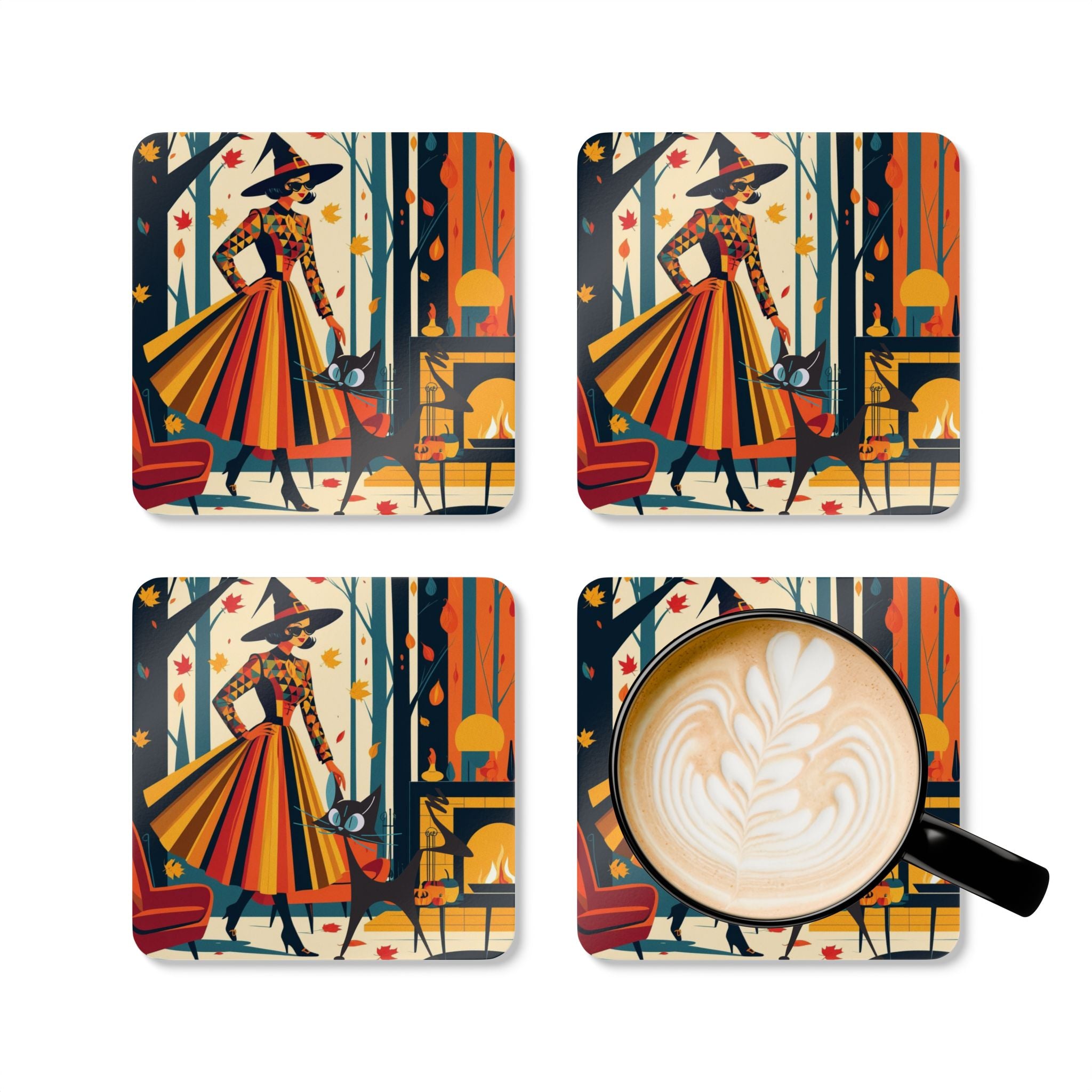 Halloween Kitsch Witch Atomic Cat, Quirky Fun Fall Halloween Corkwood ...