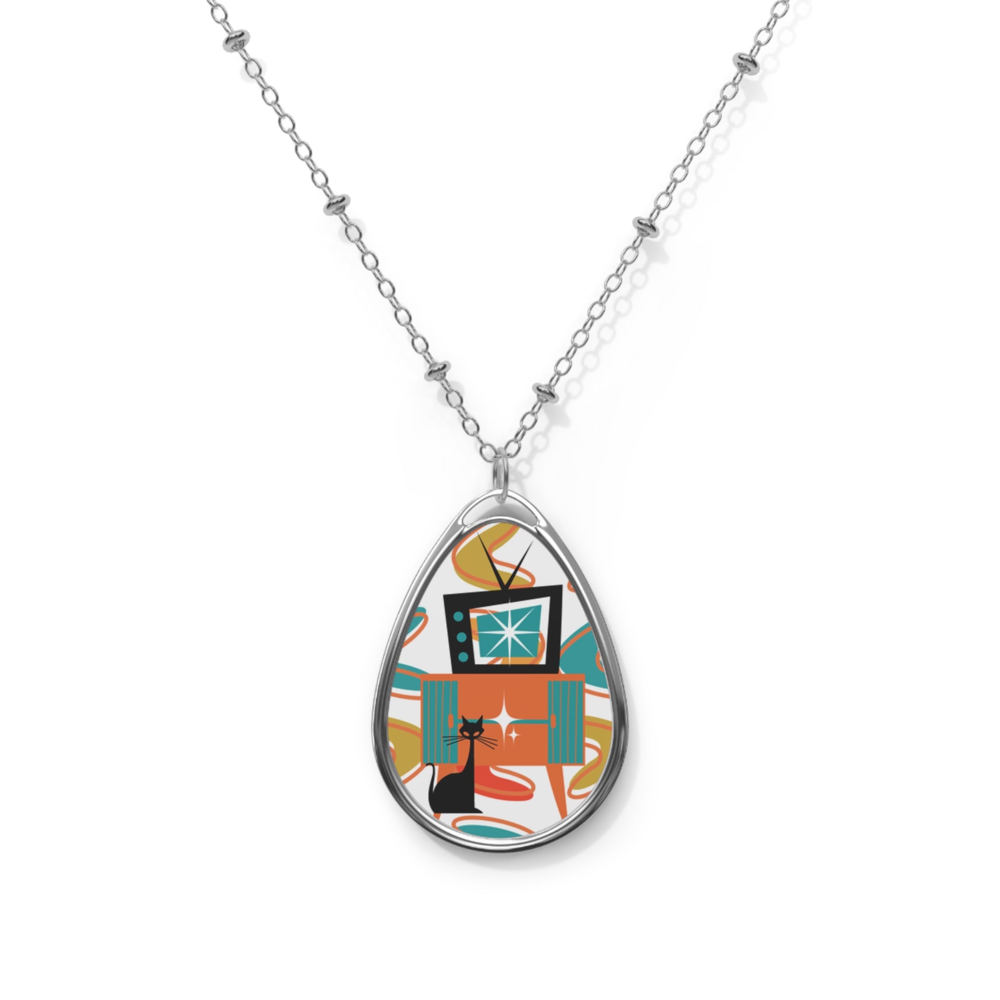 Atomic Cat Atomic Retro MCM Oval Necklace - 8425583050907 – Mid Century ...