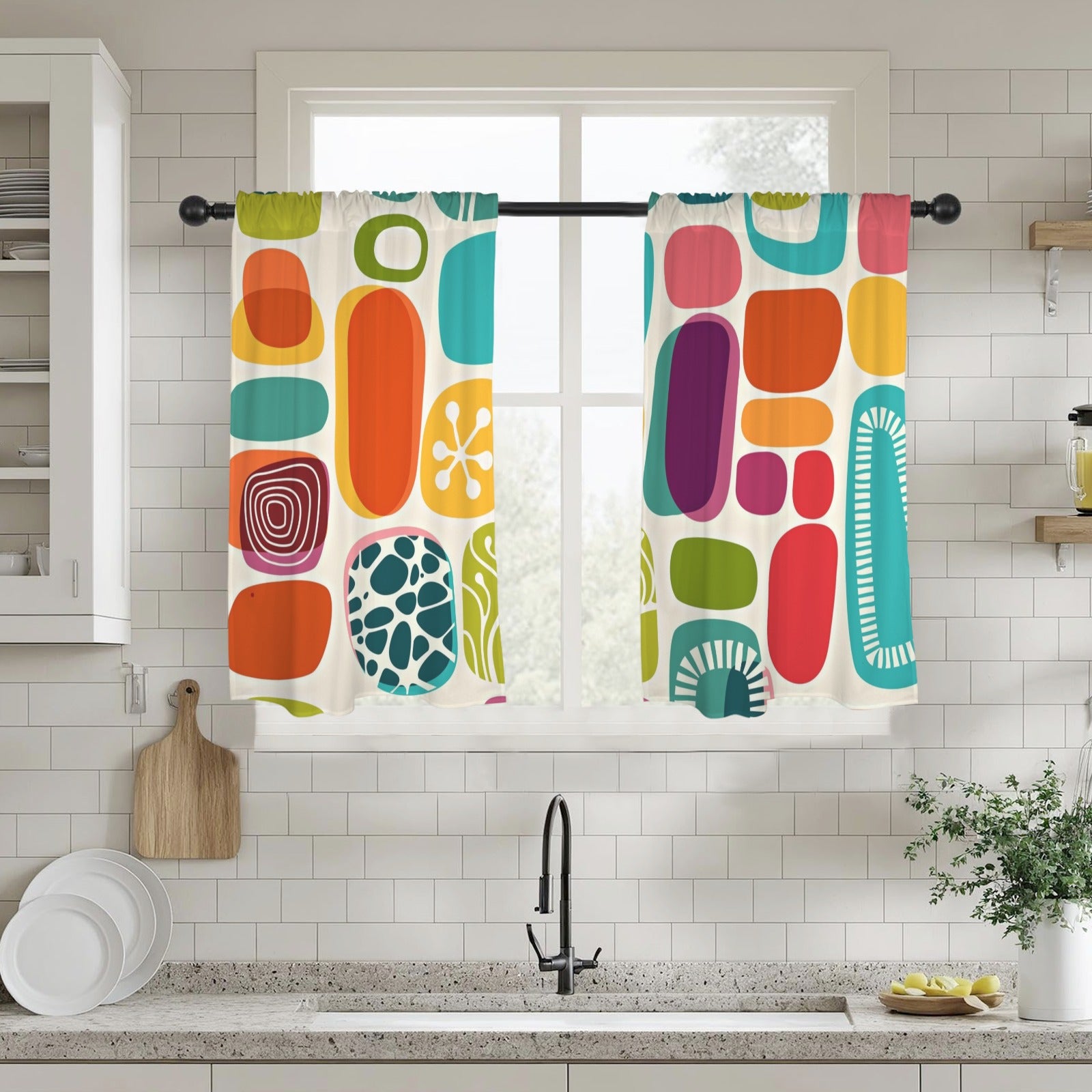 Mid Century Modern Amoeba Cafe Window Curtains - 8471940497563 – Mid ...