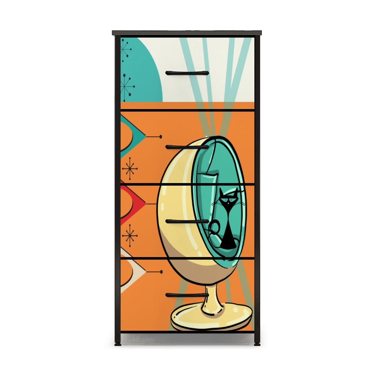 Atomic Cat Mid Century Modern Egg Chair Furniture 4-Drawer Dresser ...