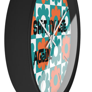 Retro Flower Clock, Funny I'm Late, Flower Power 70s Style Round Wall ...