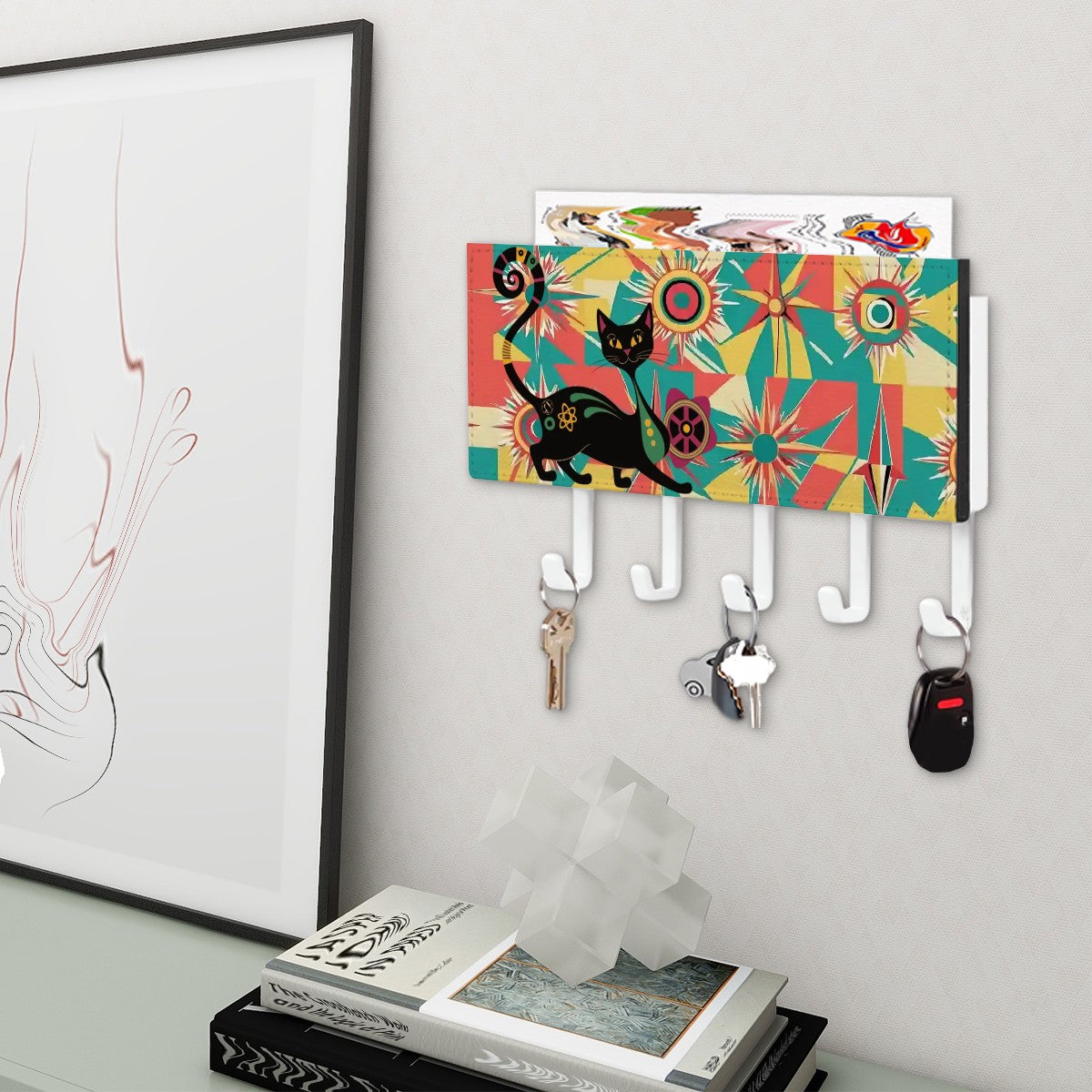 Groovy Cat, Mid Century Modern Designed Key Rack Holder - 8407497900187 ...