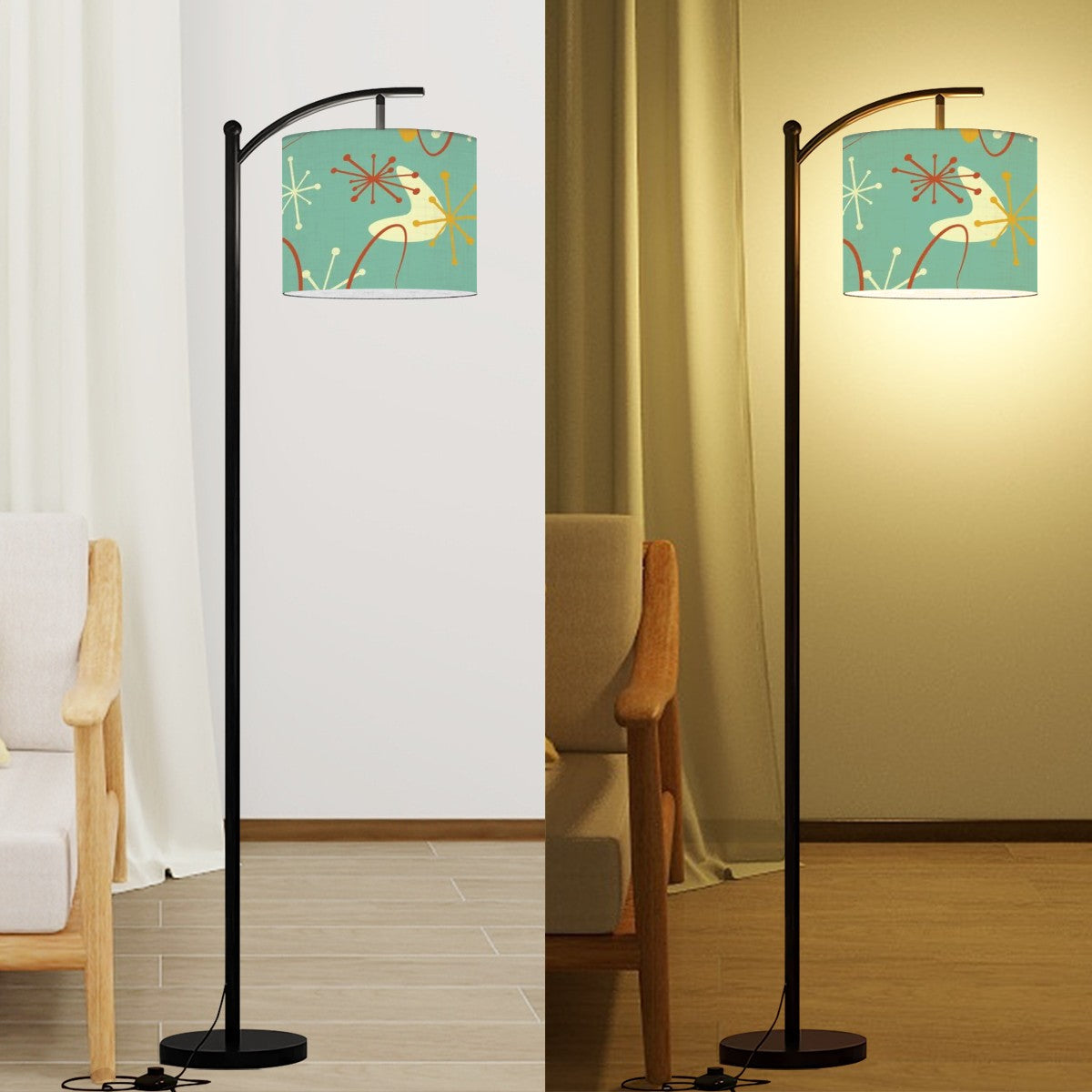 Mid Century Modern Atomic Green Boomerang Arc Floor Lamp Lighting ...
