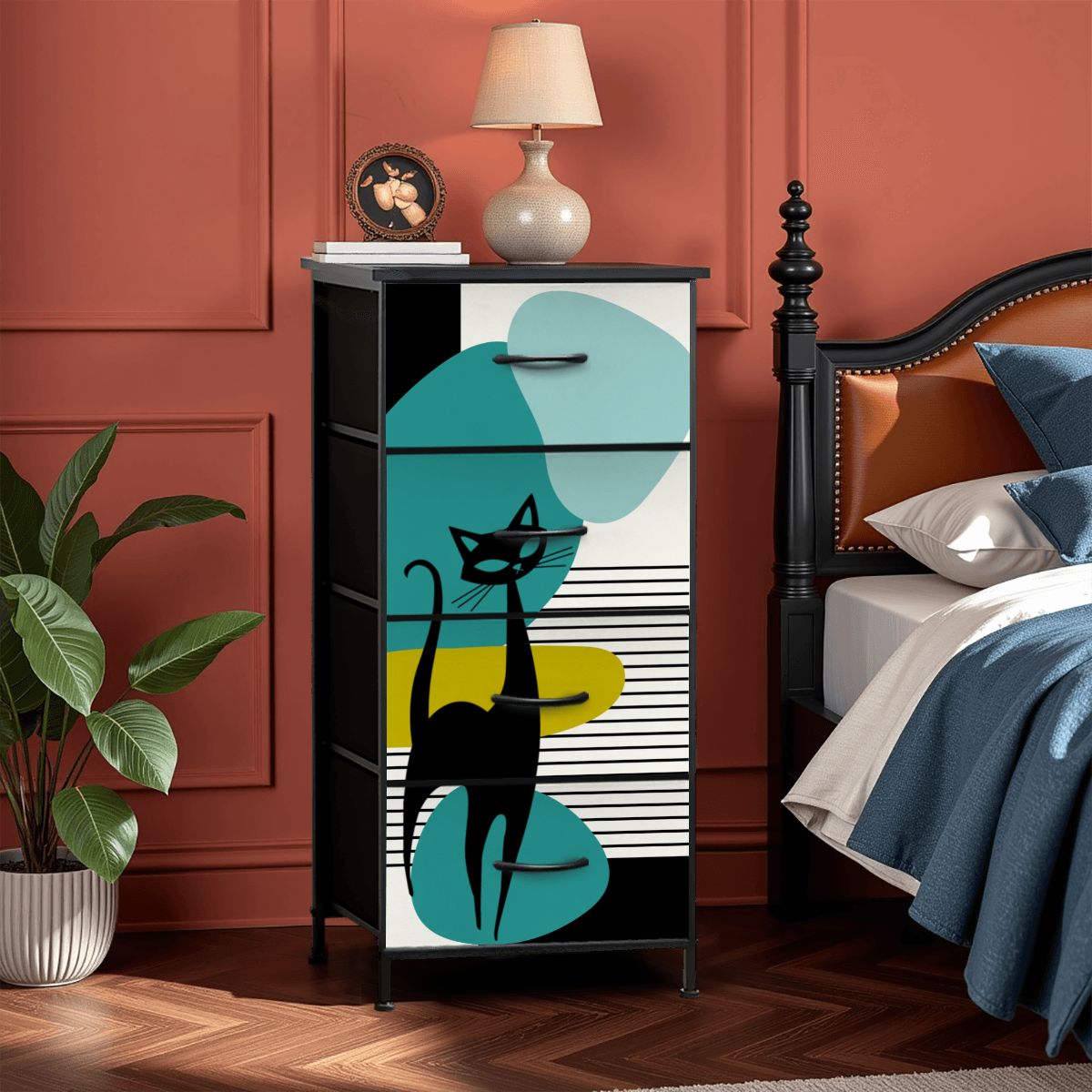 Mid Century Modern Shoe Cabinet, Atomic Cat Amoeba Designed Retro 4 ...