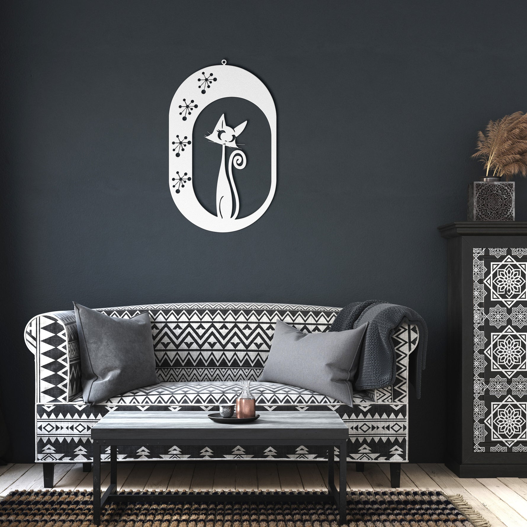Atomic Kitty Cat Mid Century Modern Metal Wall Art - 7966471422107 ...