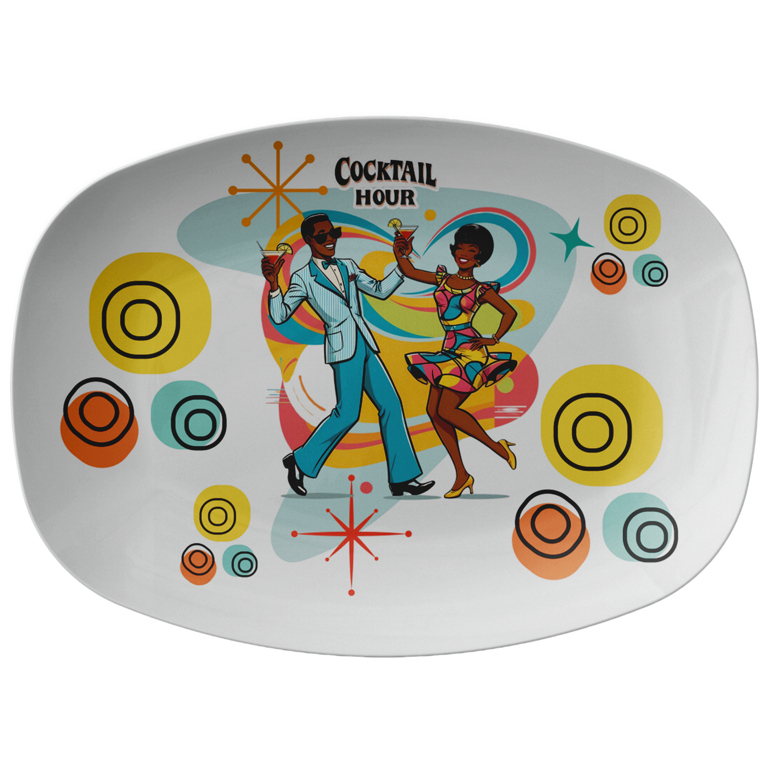 Mid Century Modern Black Retro Couple Fun Cocktail Hour Party Platter ...
