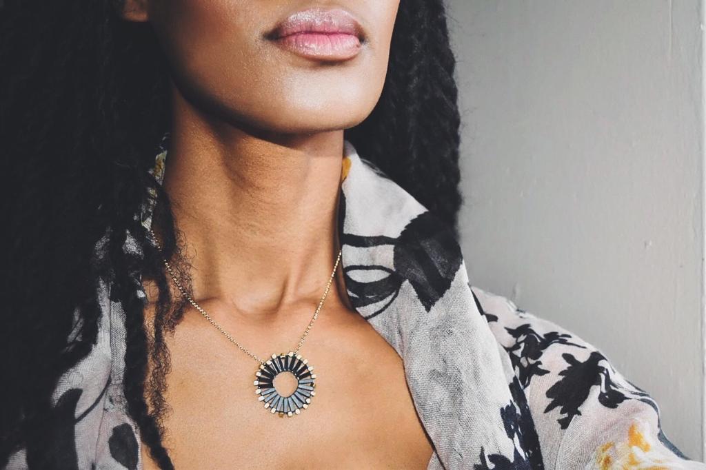 Pinwheel Necklace - Moss/Espresso - 8874134536347 – Mid Century Modern Gal