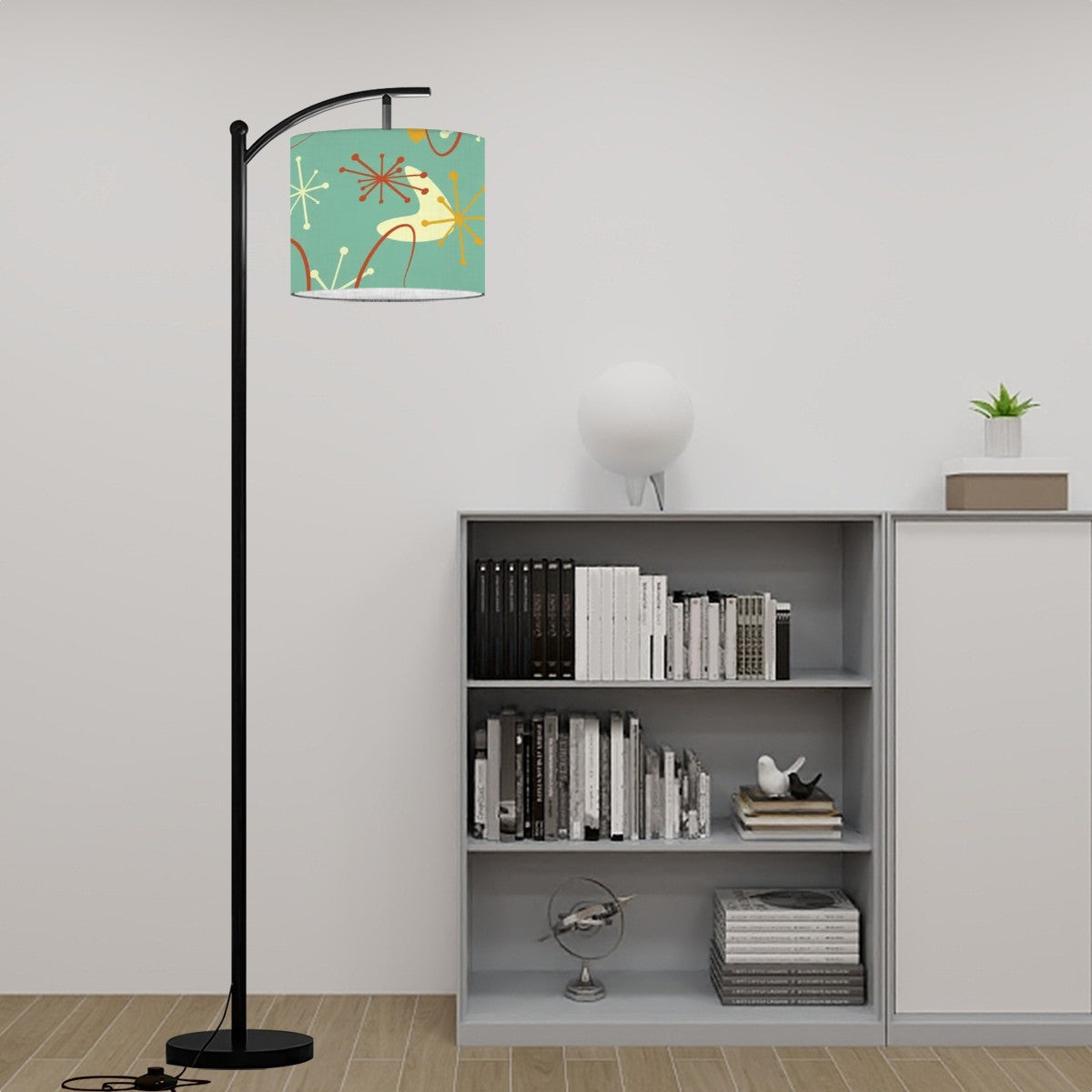 Mid Century Modern Atomic Green Boomerang Arc Floor Lamp Lighting ...