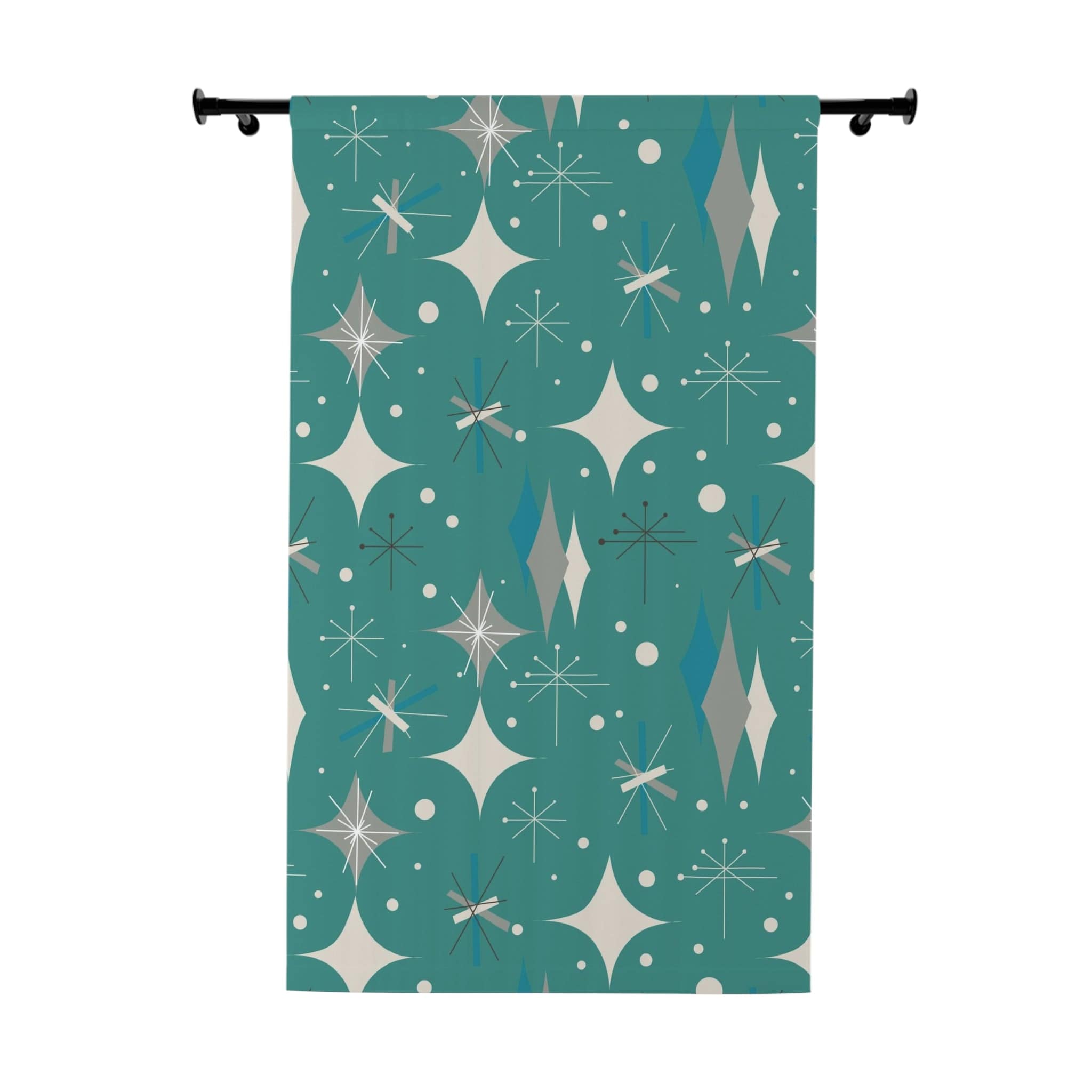 Sputnik Designs, Mid Century Modern Curtains, Teal Blue, Starburst ...