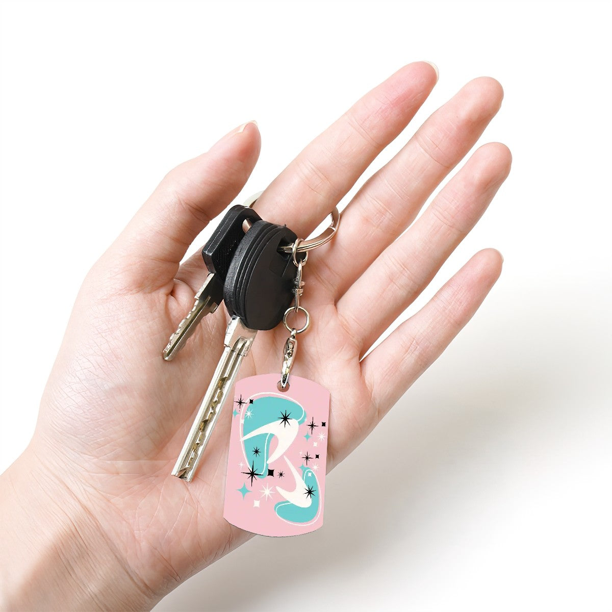 Atomic Pink 50s Boomerang, Aqua White Mid Mod Rectangular Metal ...
