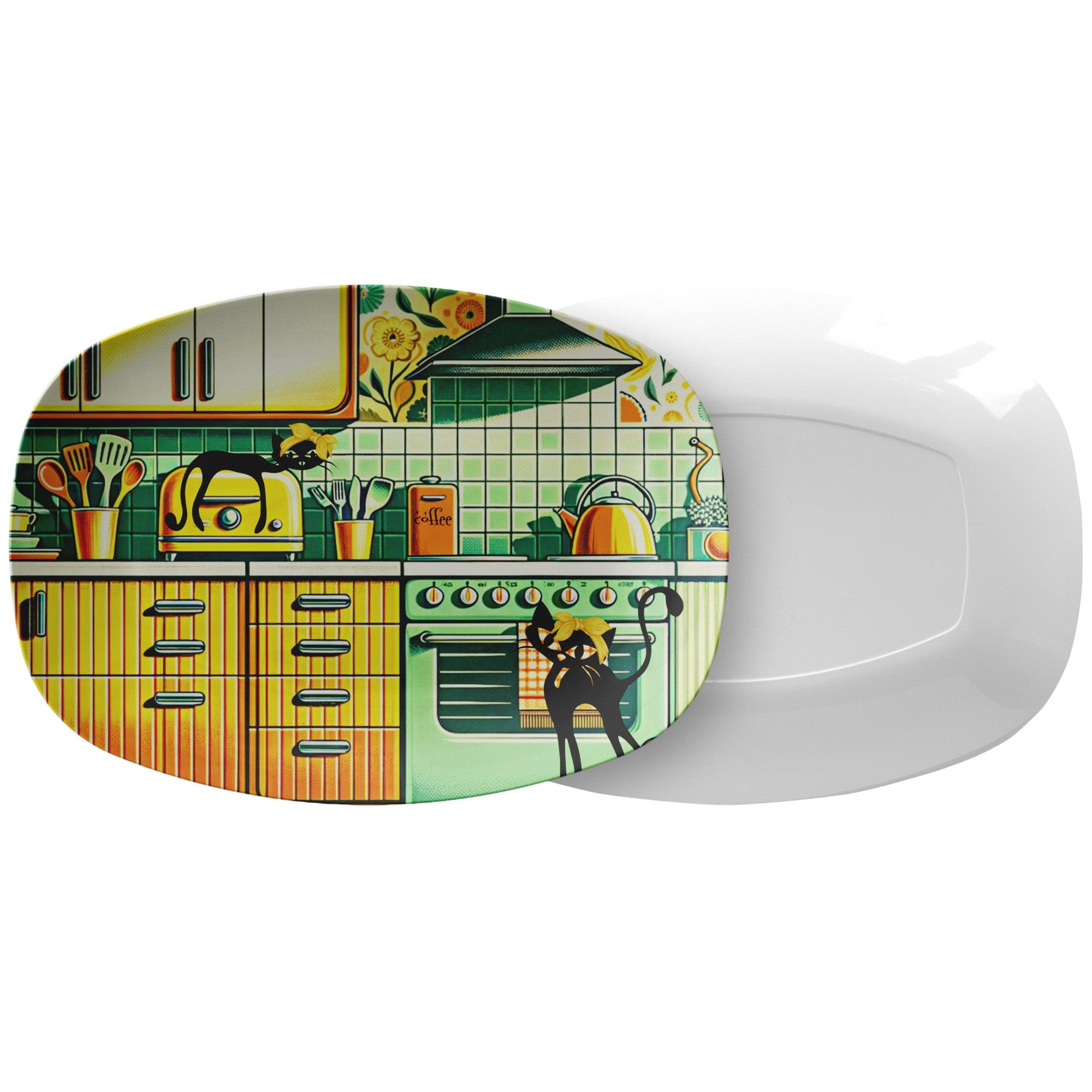 Mid Century Modern Dinnerware, Kitschy Party Platter, Orange, Yellow ...