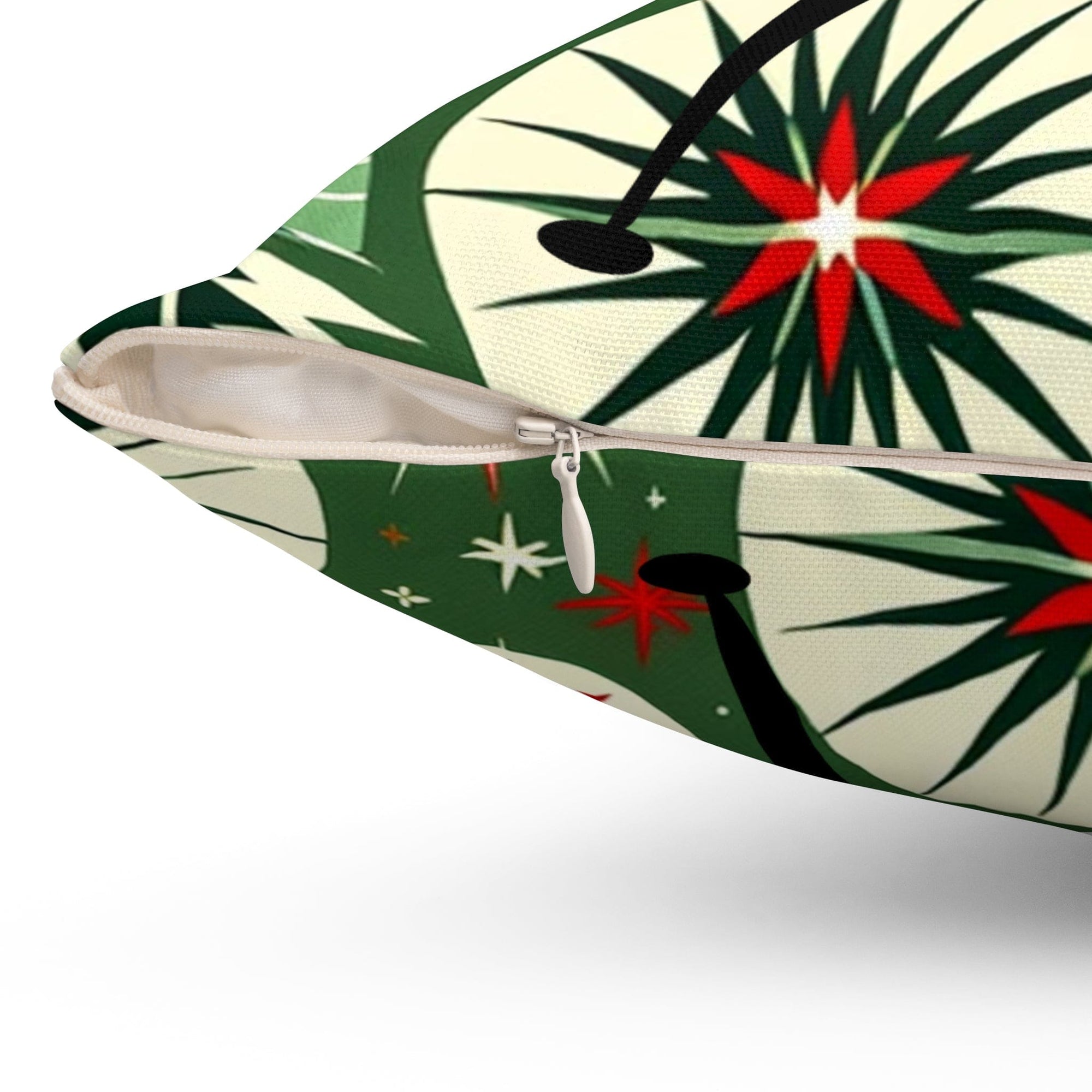 Mid Century Modern Christmas Pillow, Atomic Cat, Starbursts, Sputnik ...