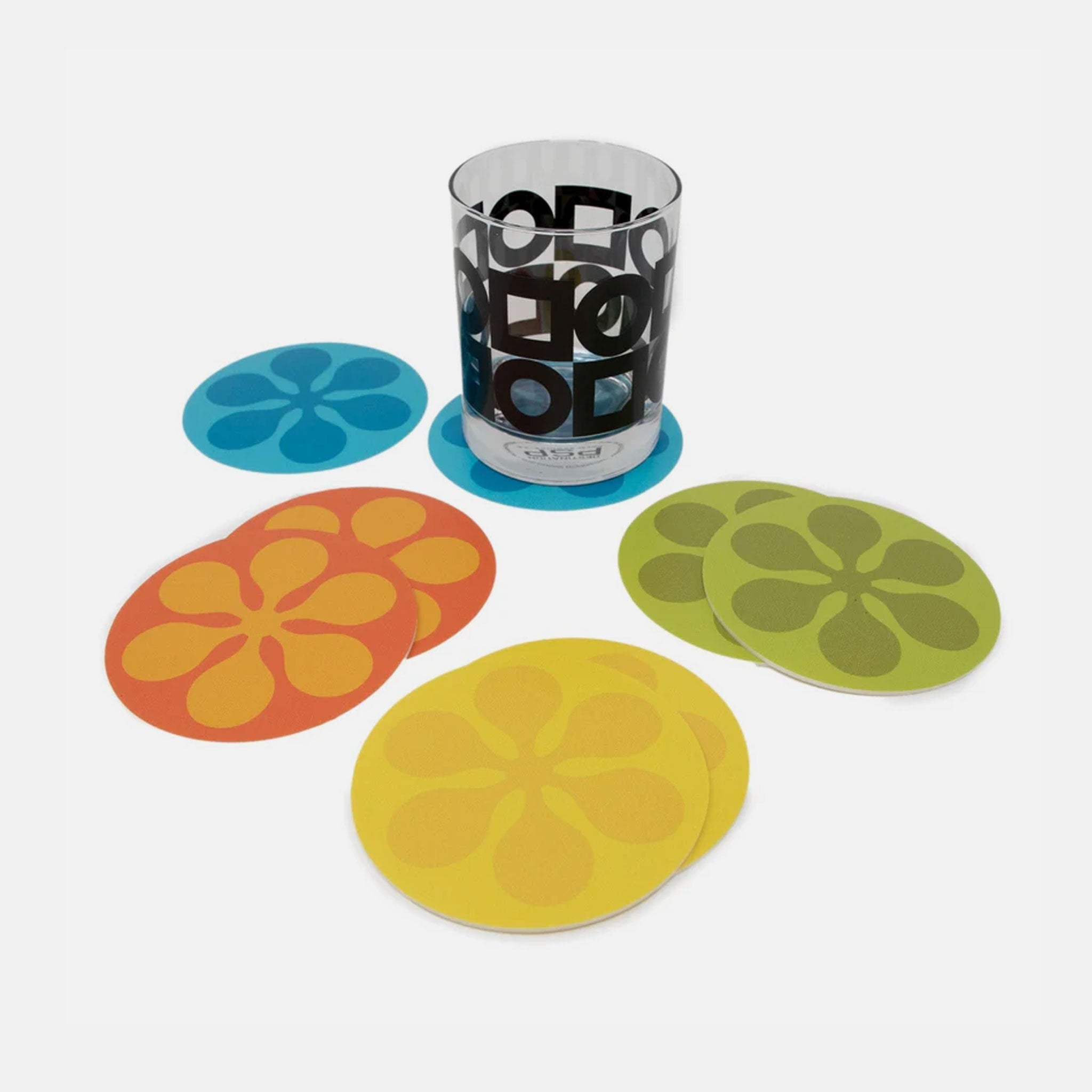 70s Style Flower Power Colorful Funky Modfest Vinyl Coasters - Mixed ...