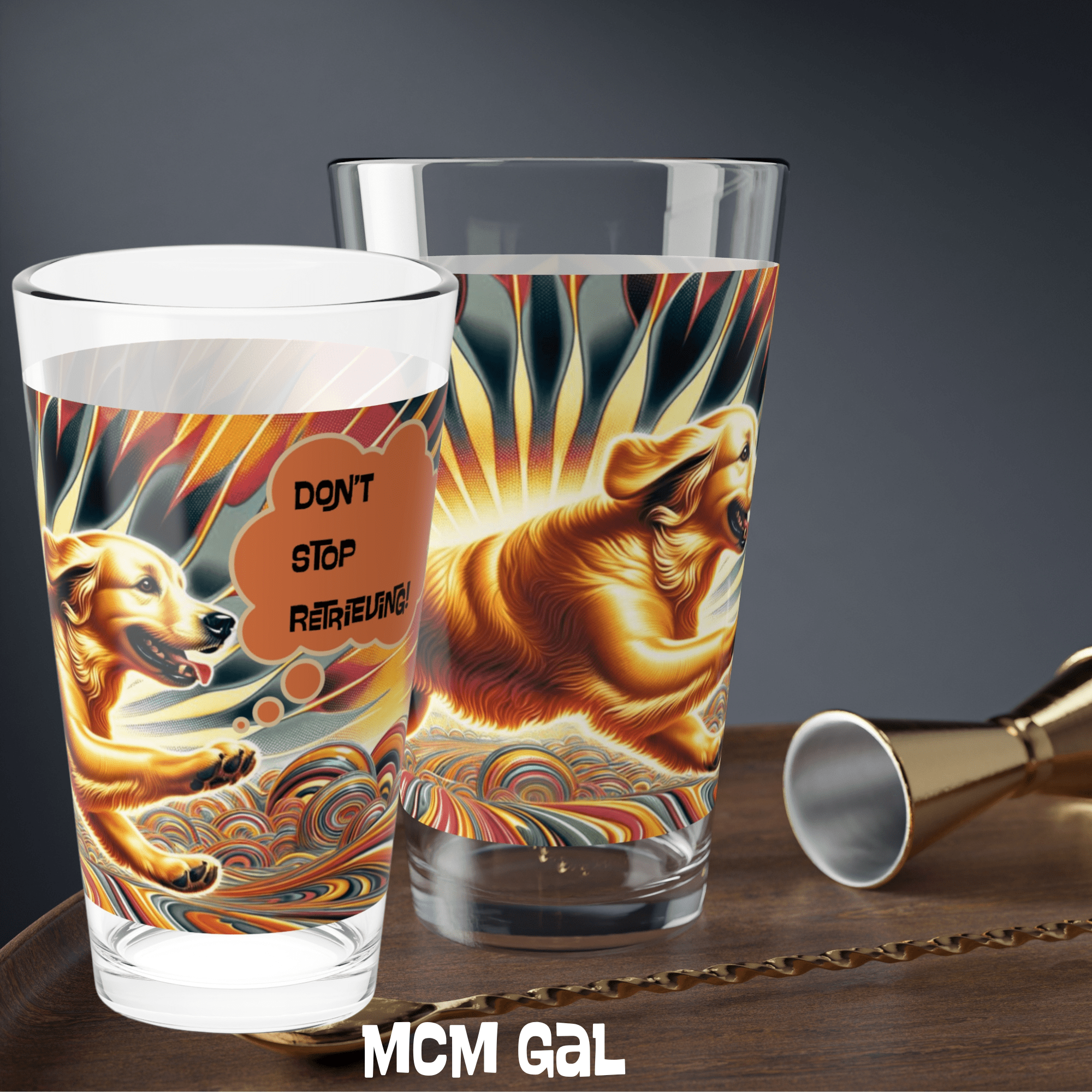 Golden Retriever Gifts, Cocktail, Mocktail Retro Drinking Glass For ...
