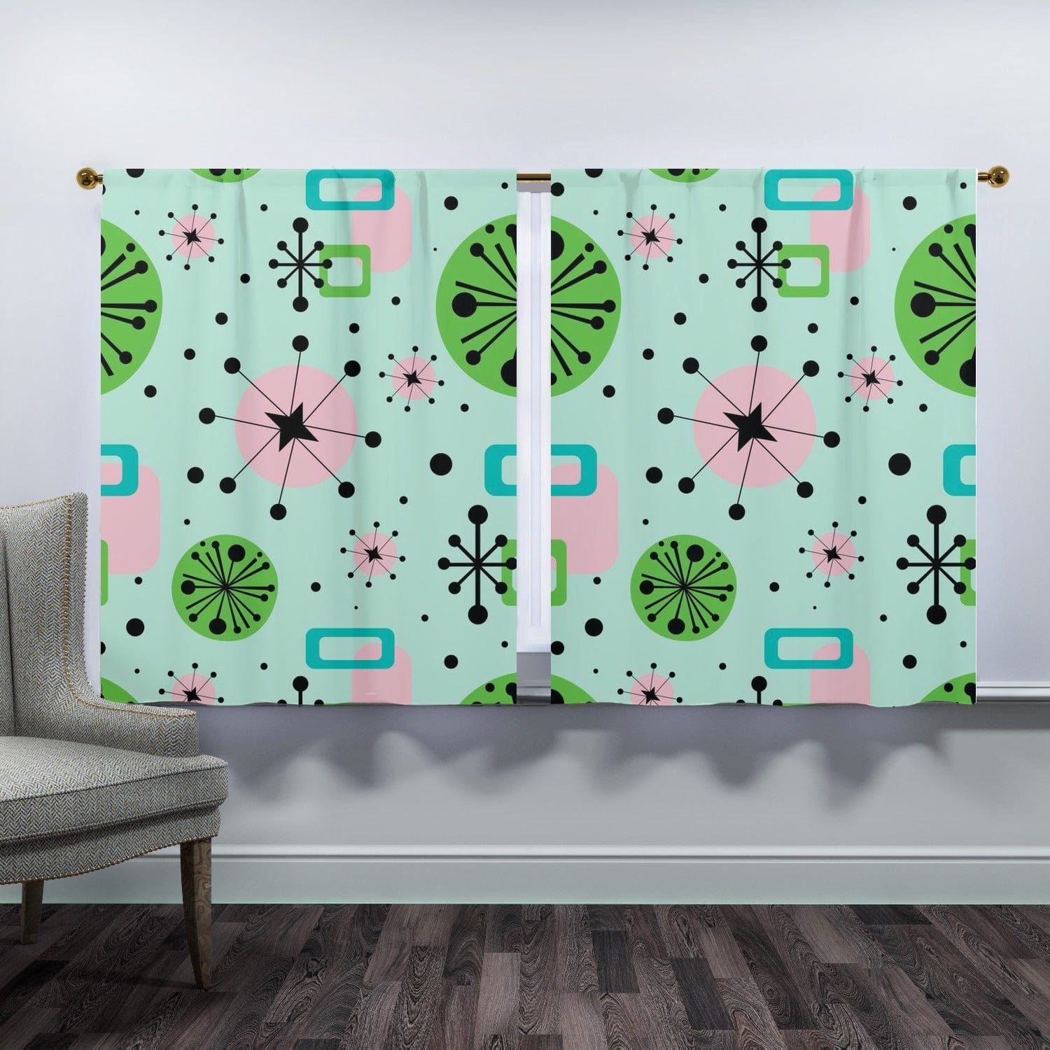 Starburst Mid Century Designs, Green, Pink Pastel, Aqua Blue, MCM ...