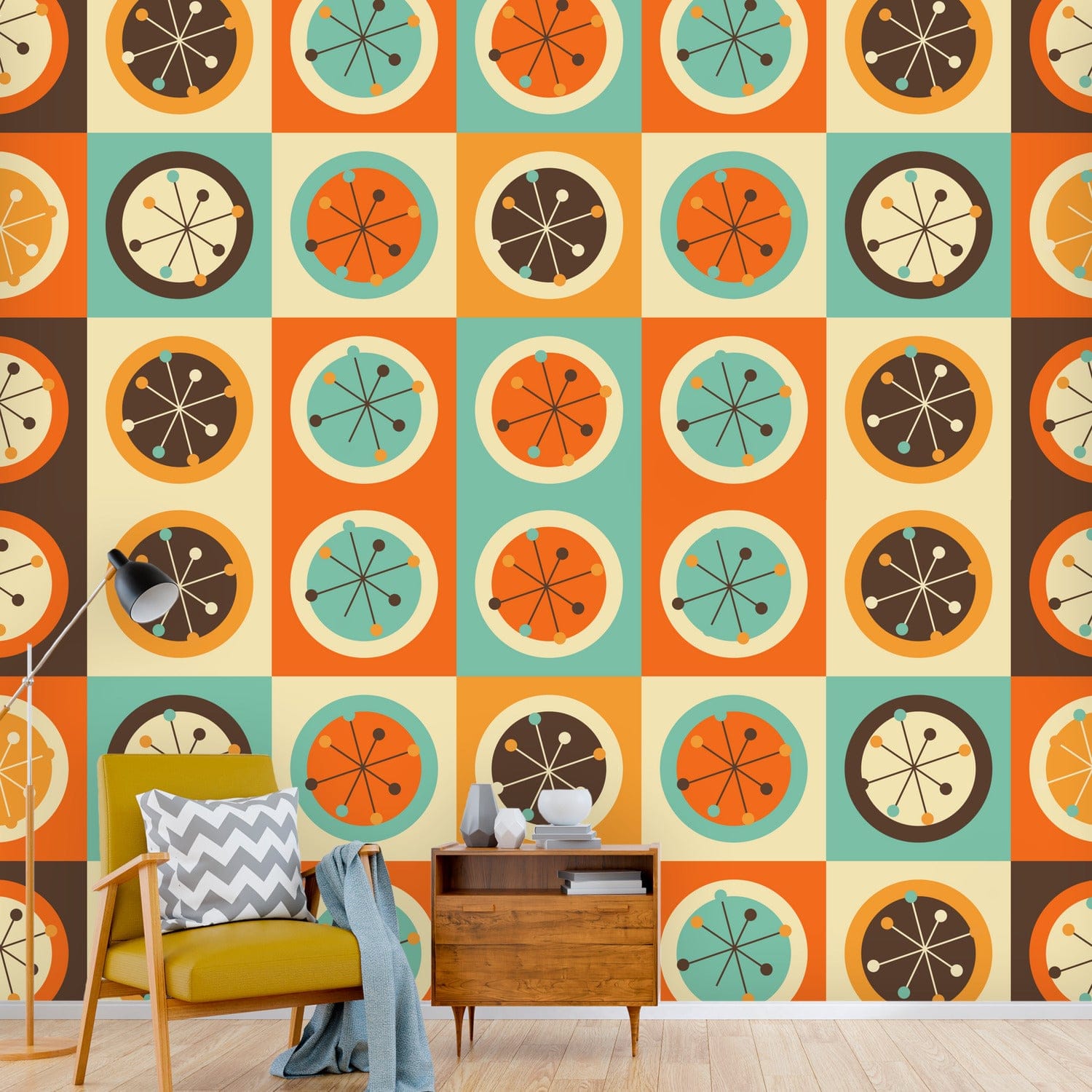 70's, Mid Mod Bold, Geometric, Atomic Starburst, Circle Peel And Stick ...