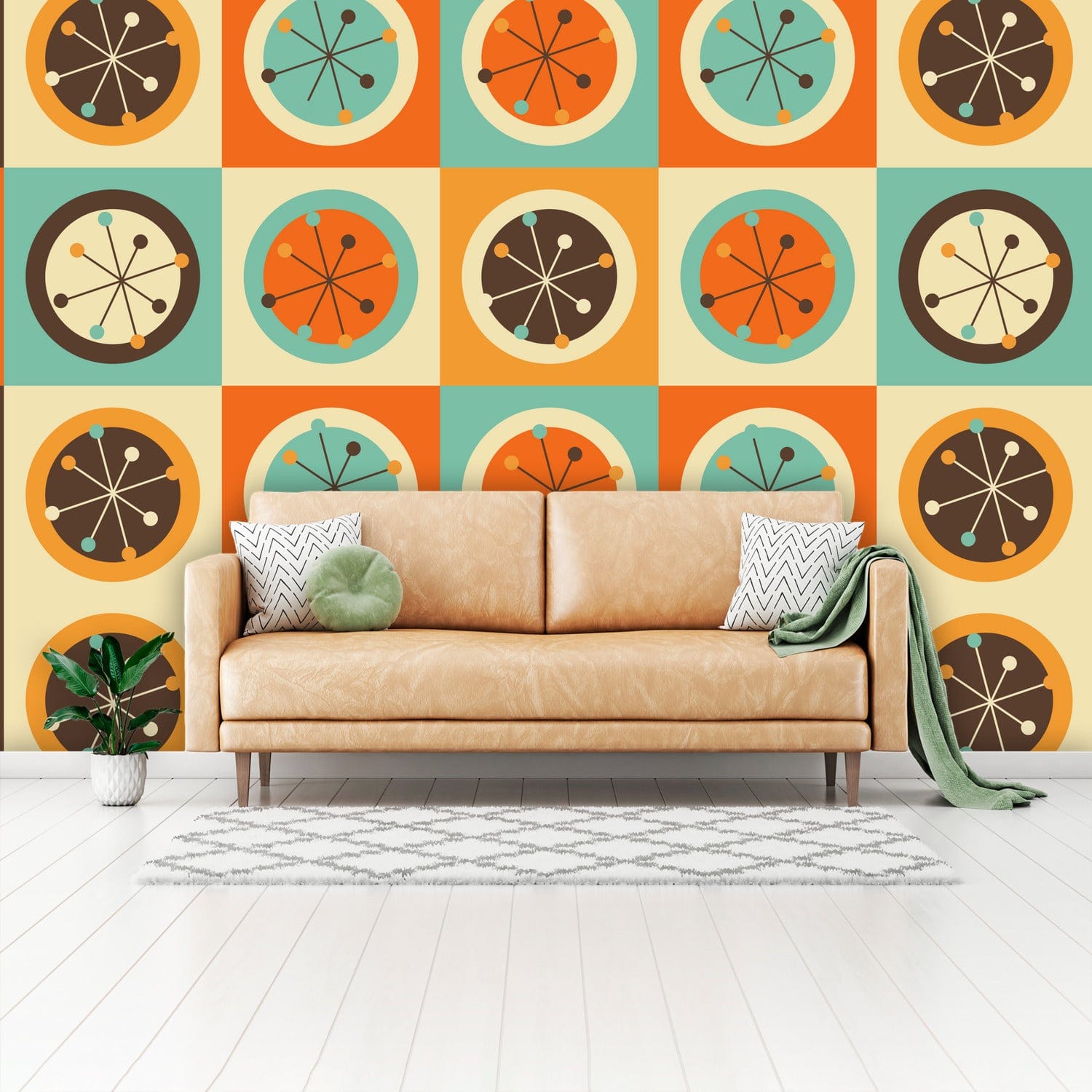 70's, Mid Mod Bold, Geometric, Atomic Starburst, Circle Peel And Stick ...