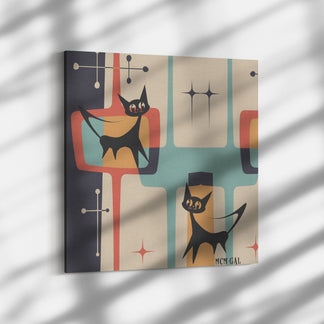 Atomic Cat, Mid Century Modern Geometric, Abstract Retro Wall Art ...