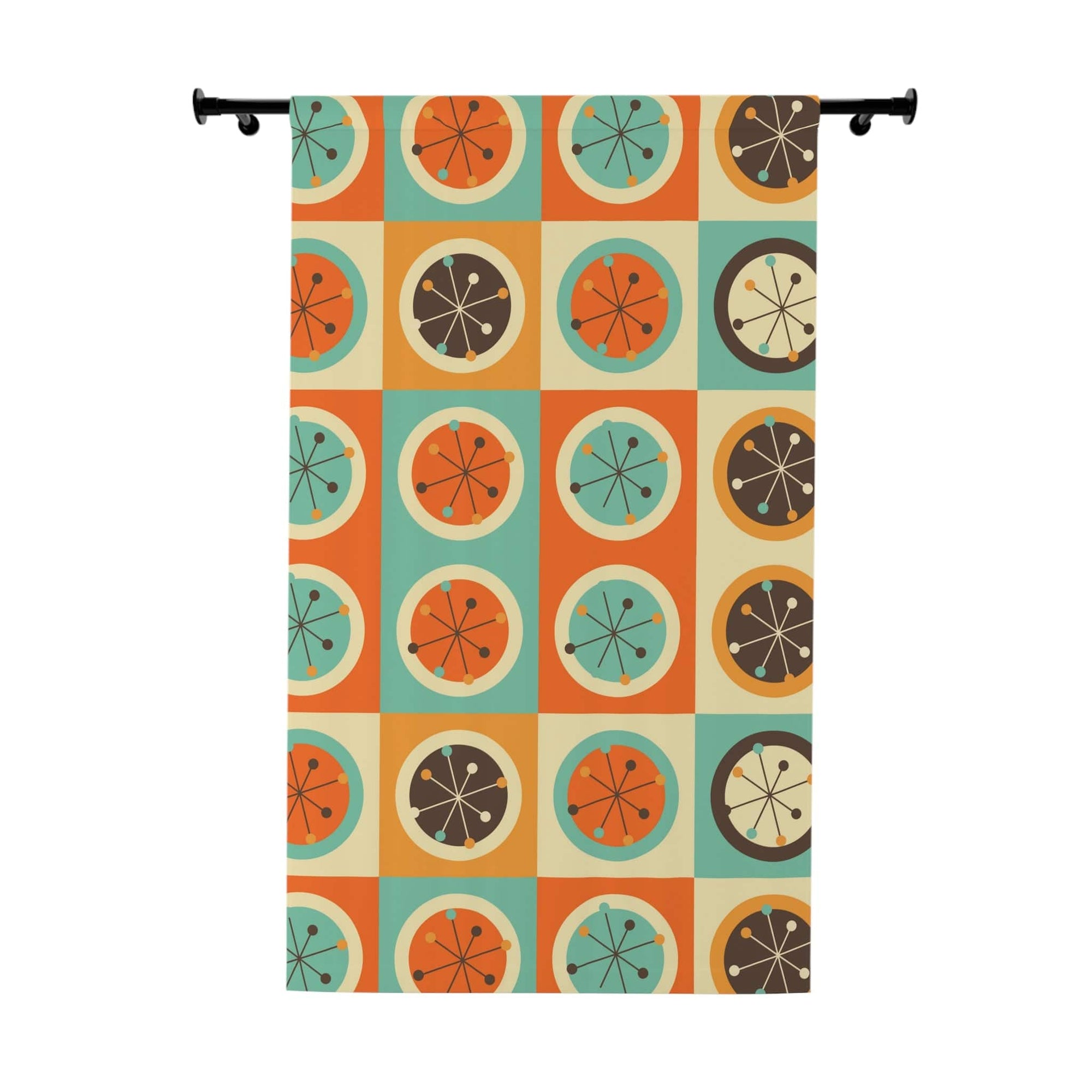 70's Retro Curtains, Bold Geometric Circles Atomic Starburst, Mid ...